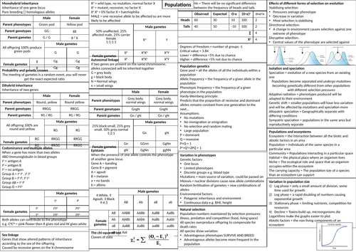 Genetics, populations, evolution, and ecosystems crib sheet | Teaching ...