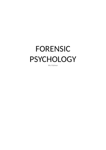 Forensic psychology notes | Teaching Resources