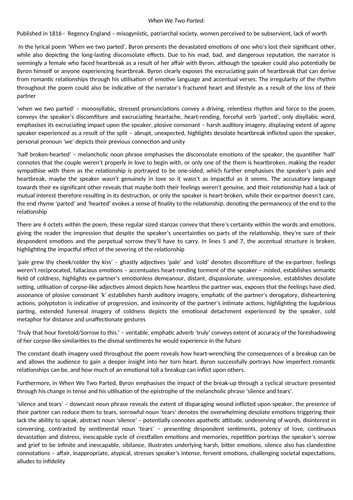 When We Two Parted - Lord Byron key quotes analysis | Teaching Resources