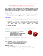 Probability Game Design Project | Teaching Resources