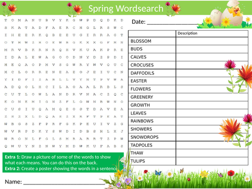 Spring Wordsearch Sheet Starter Activity Keywords Cover Homework ...