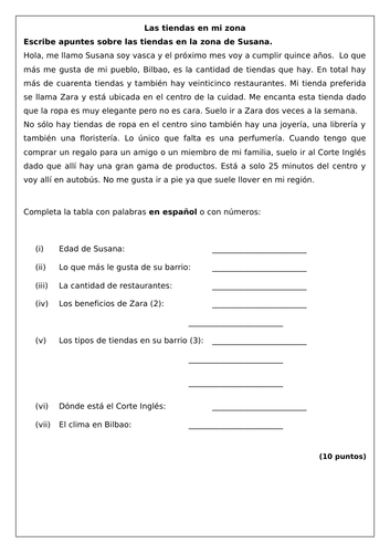Spanish GCSE Ir de compras resources pack: vocabulary, translation ...