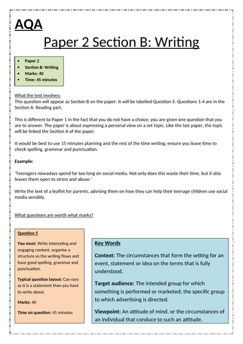GCSE AQA English Language Paper 2 Section B: Writing - About the Paper ... GCSE AQA English Language Paper 2 Section B: Writing - About the Paper ...