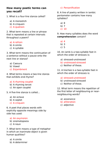 Unseen Poetry Lesson 6 | Teaching Resources