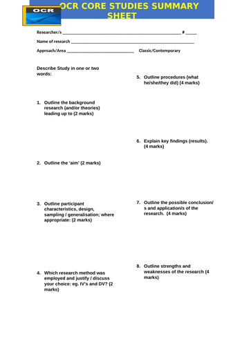 OCR A-Level Psychology: Core Studies #15 Biological (Classic) Brain ...