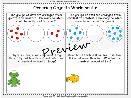 Ordering Objects - Year 1 | Teaching Resources