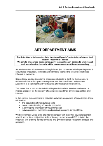 Art & Design Department Handbook and KS3 4 & 5 curriculum overview ...