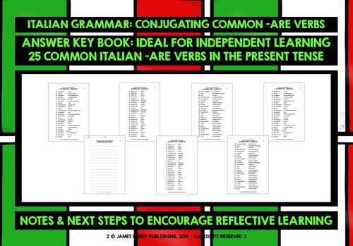 ITALIAN ARE VERBS PRESENT TENSE | Teaching Resources