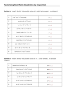 Factorising Non-Monic Quadratics by Inspection | Teaching Resources