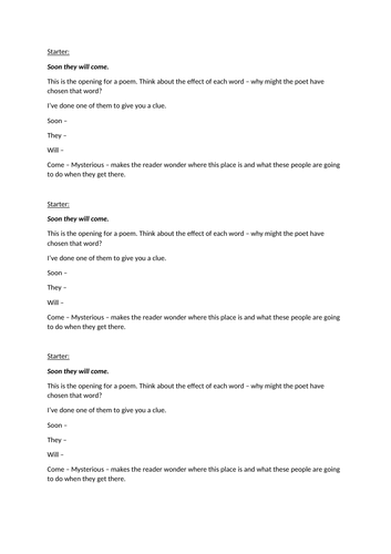 Imagery revision using Invasion poem | Teaching Resources