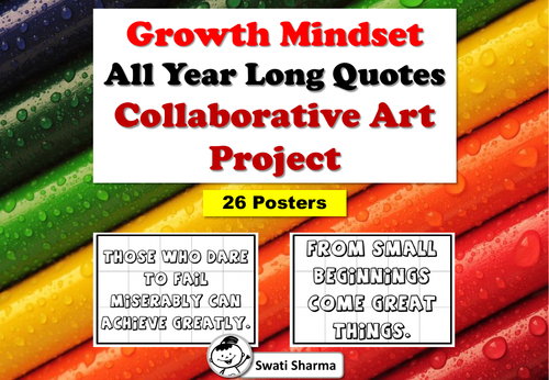 Growth Mindset Quotes Collaborative Art Project Bundle | Teaching Resources
