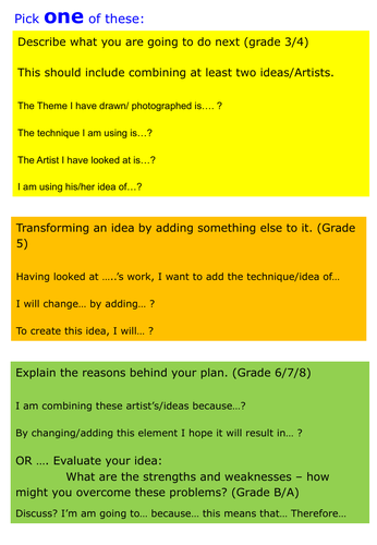 GCSE Art & Design Planning sheet | Teaching Resources