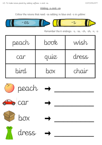 BUNDLE KS1 Adding suffixes -s, -es to words to make plurals: Worksheets ...