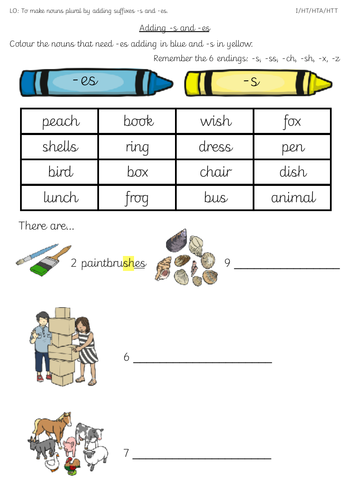 BUNDLE KS1 Adding suffixes -s, -es to words to make plurals: Worksheets ...