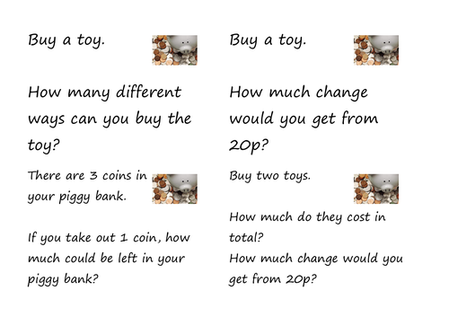 Money Resources Price tags piggy banks Minibeast shop challenge cards ...