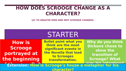Literature paper 1, A Christmas Carol, Scrooge's character evolution ...