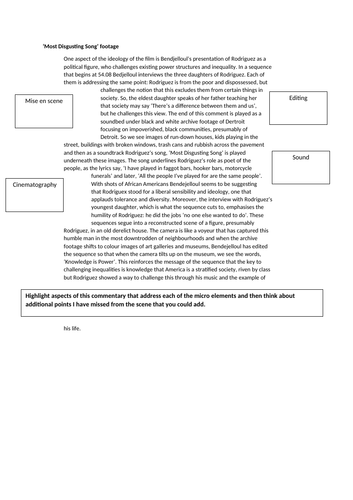 Model answers for close analysis of key sequences for OCR Film Studies ...