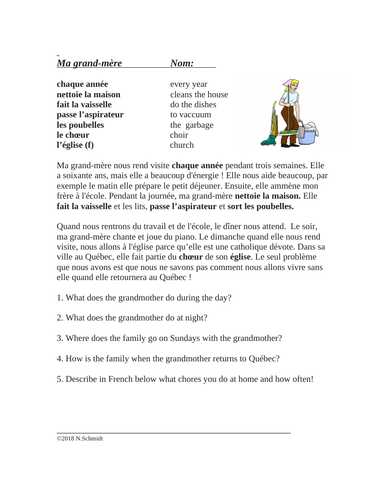 French Reading Cleaning House: Nettoie la Maison (tâches ménagères ...