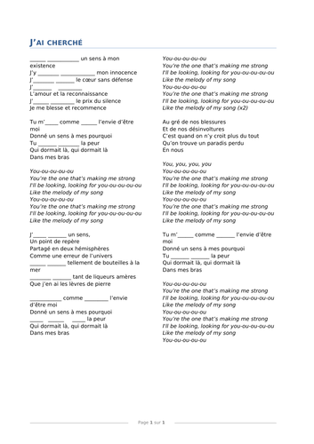 Le passé composé en chanson - J'ai cherché / French past tense with ...