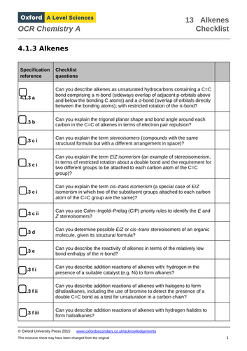 Year 12 AS and A-Level Checklists - Chemistry OCR A | Teaching Resources