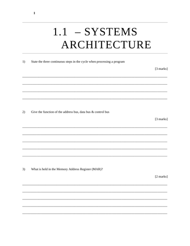 Gcse 9 1 Ocr Computer Science 1 1 Systems Architecture Teaching