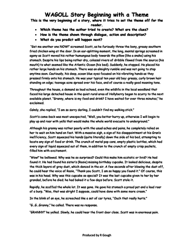 Story with a Theme Opening WAGOLL Investigation Session | Teaching ...