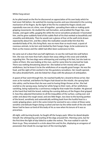 White Fang English Language Paper 1 Q1-4 | Teaching Resources