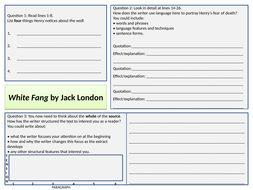 White Fang English Language Paper 1 Q1-4 by skimber86 | Teaching Resources