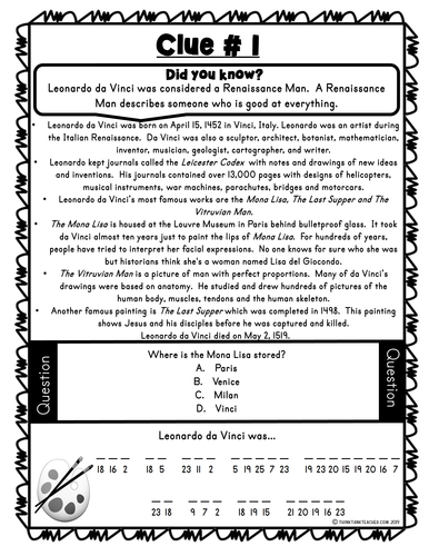 Famous Artists ESCAPE ROOM: da Vinci, Matisse, Kandinsky, van Gogh ...