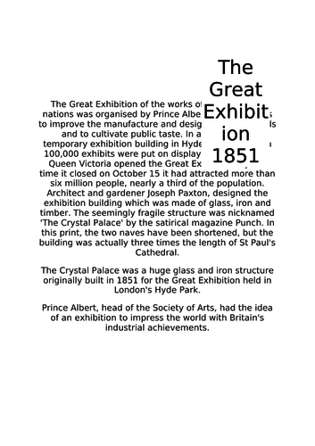 The Great Exhibition 1851 | Teaching Resources