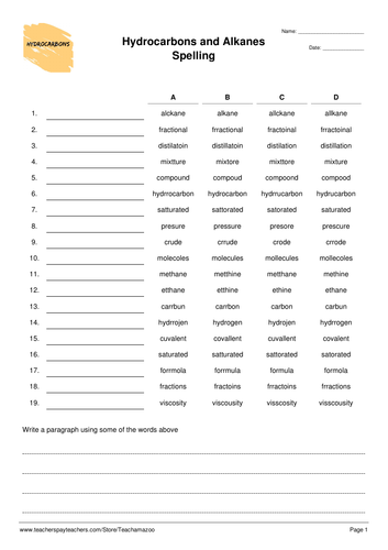 7 Hydrocarbons and Crude Oil Activities -WITH ANSWERS Grade 9-1 ...