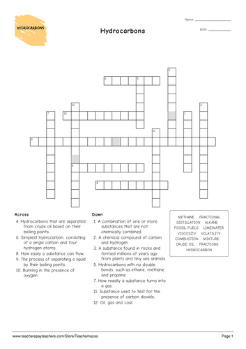 7 Hydrocarbons and Crude Oil Activities -WITH ANSWERS Grade 9-1 ...