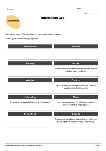 7 Hydrocarbons and Crude Oil Activities -WITH ANSWERS Grade 9-1 ...