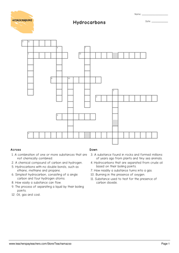 7 Hydrocarbons and Crude Oil Activities -WITH ANSWERS Grade 9-1 ...