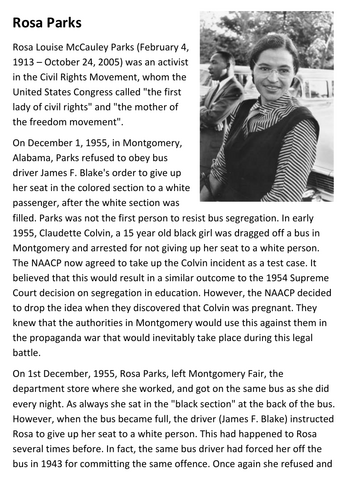 Rosa Parks Activity Bundle | Teaching Resources