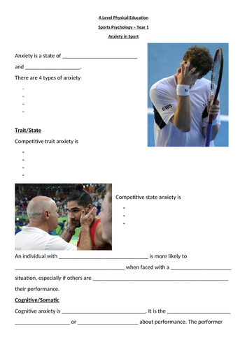 AQA A Level PE - Sports Psychology Lessons | Teaching Resources