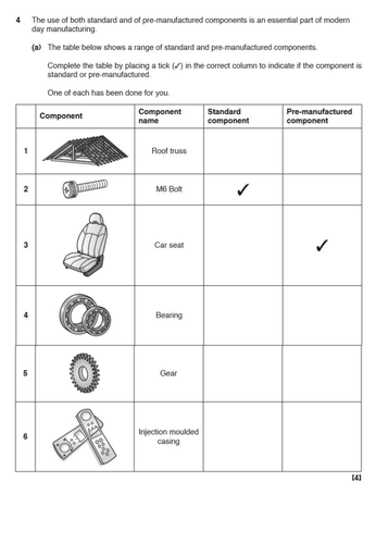 Ocr Design Engineering Exam Question Do Nows Starters Teaching Resources