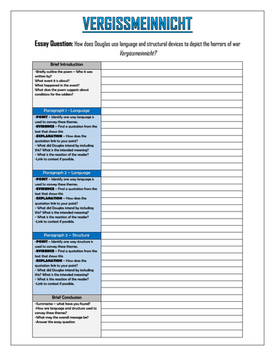 Vergissmeinnicht - Keith Douglas | Teaching Resources