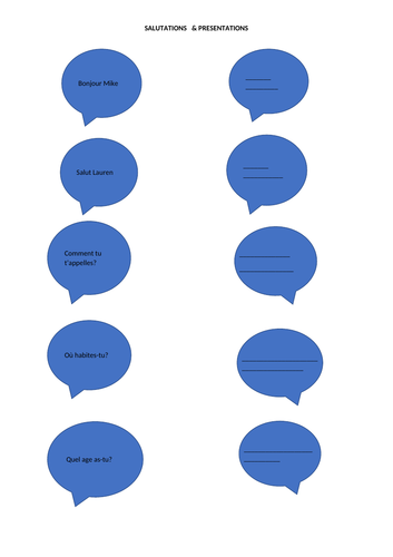 Greetings and introduction in French activity | Teaching Resources