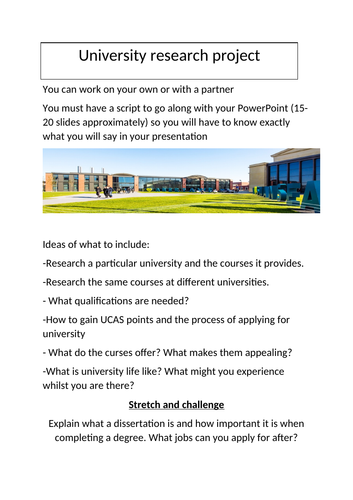 Research Projects - Independent Study | Teaching Resources