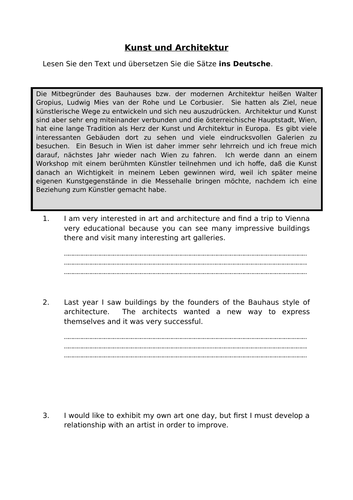 AS Level German practice translation pack | Teaching Resources