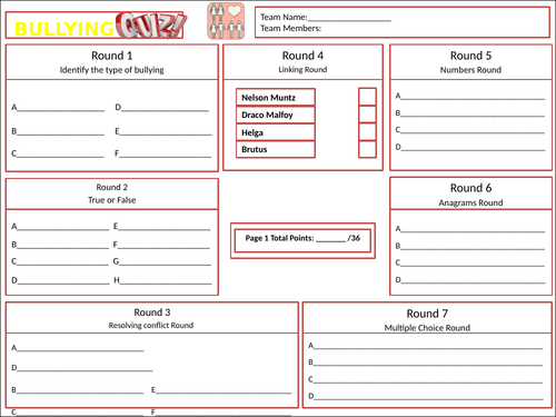 Bullying + Conflict PSHE Quiz | Teaching Resources