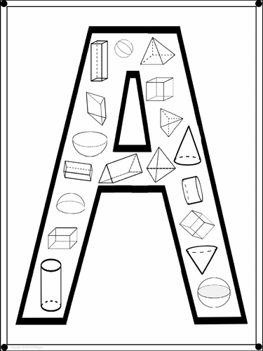Alphabet Letters Upper Case and 3D Shapes Link Worksheets Cut and Paste ...