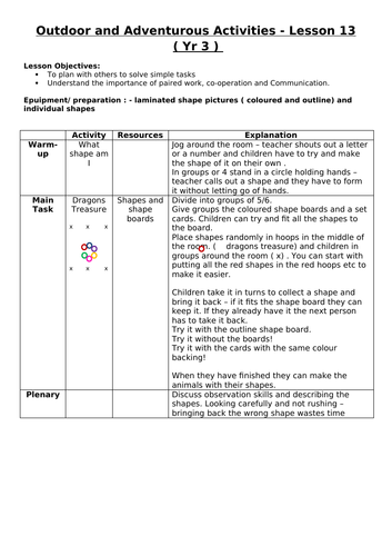 Outdoor and Adventurous activities scheme of work - progressive through ...