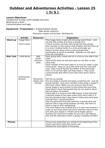 Outdoor and Adventurous activities scheme of work - progressive through ...