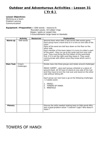 Outdoor and Adventurous activities scheme of work - progressive through ...
