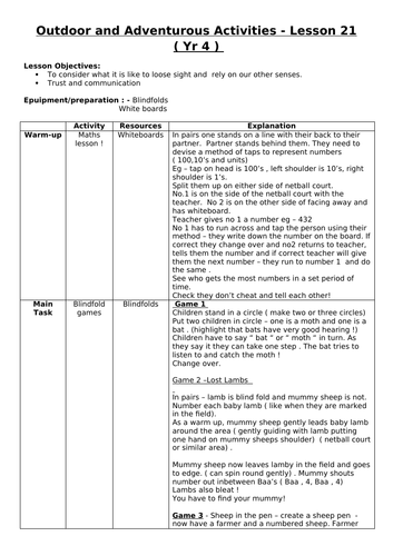 Outdoor and Adventurous activities scheme of work - progressive through ...