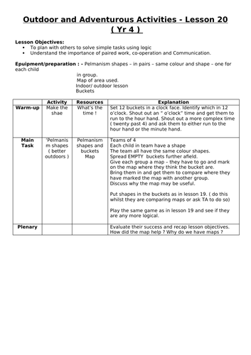 Outdoor and Adventurous activities scheme of work - progressive through ...