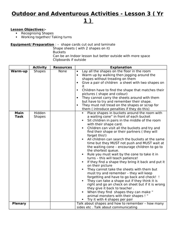 Outdoor and Adventurous activities scheme of work - progressive through ...