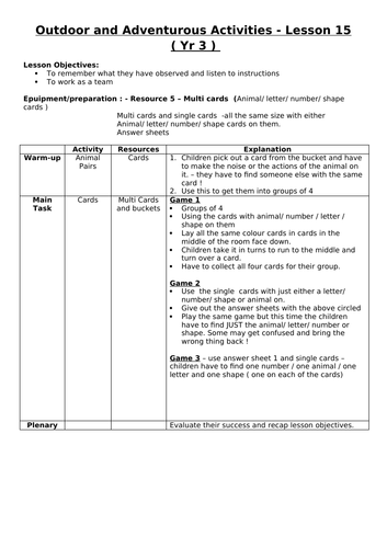 Outdoor and Adventurous activities scheme of work - progressive through ...